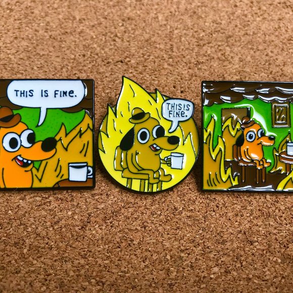 Accessories | Set Of 3 This Is Fine Dog Pins | Poshmark